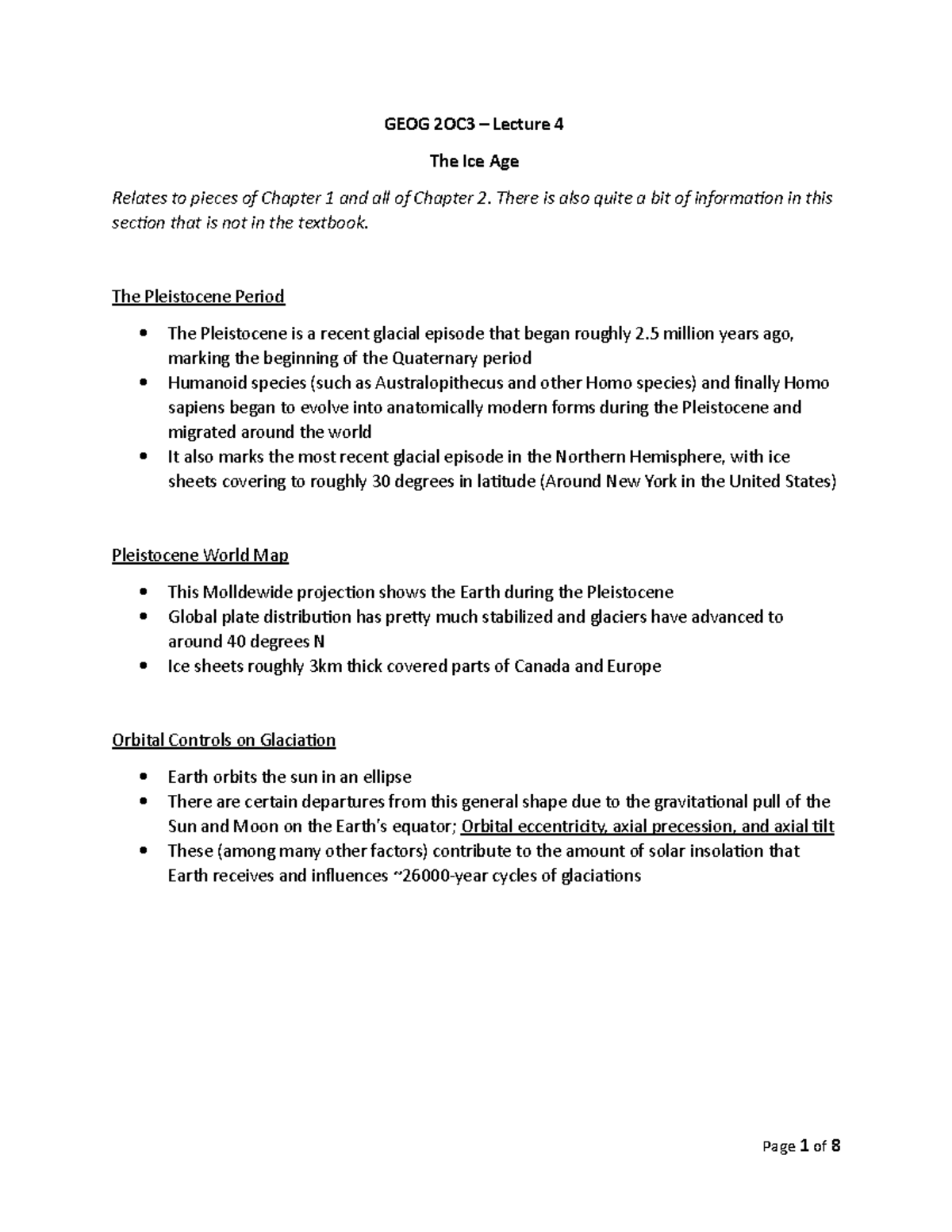 GEOG 2OC3 - Lecture 4 - The Ice Age - GEOG 2OC3 – Lecture 4 The Ice Age ...