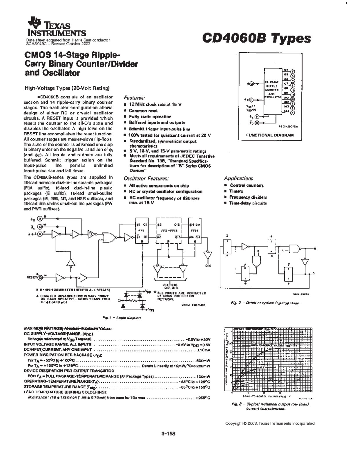 CD4060B - Data sheet acquired from Harris Semiconductor SCHS049C − ...