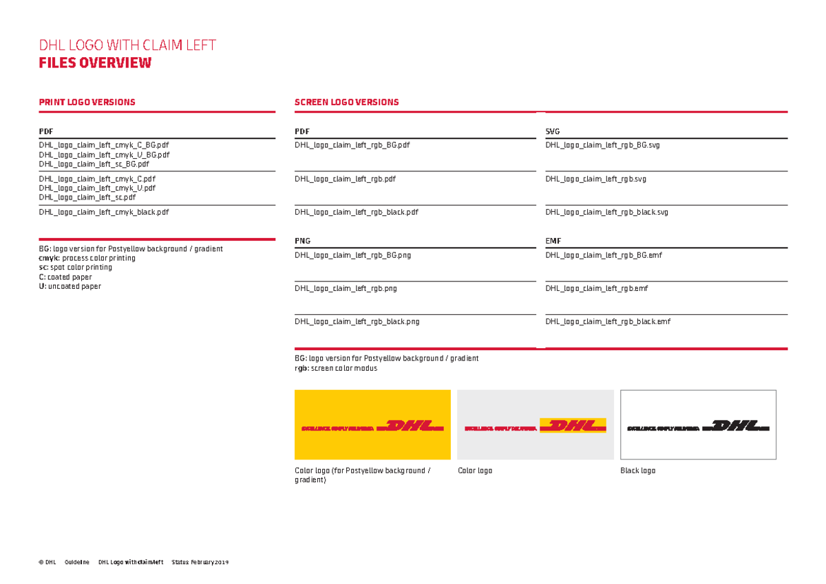 DHL claim left guideline - © DHL Guideline DHL Logo with claim left ...