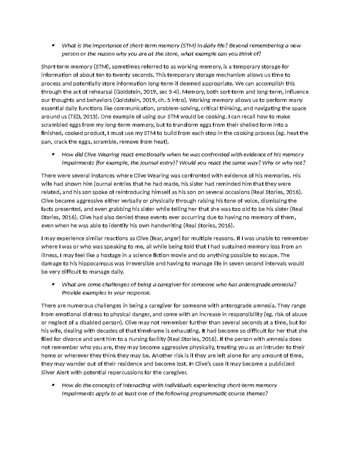 Module 3 Discussion - What is the importance of short-term memory (STM ...