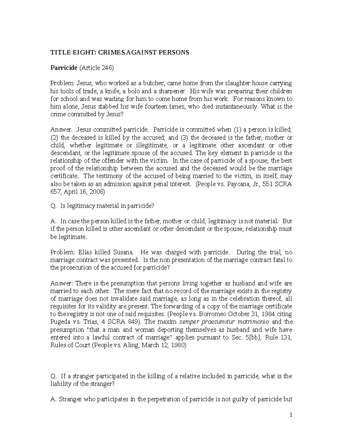 Title 8 Crimes Against Persons - TITLE EIGHT: CRIMES AGAINST PERSONS ...