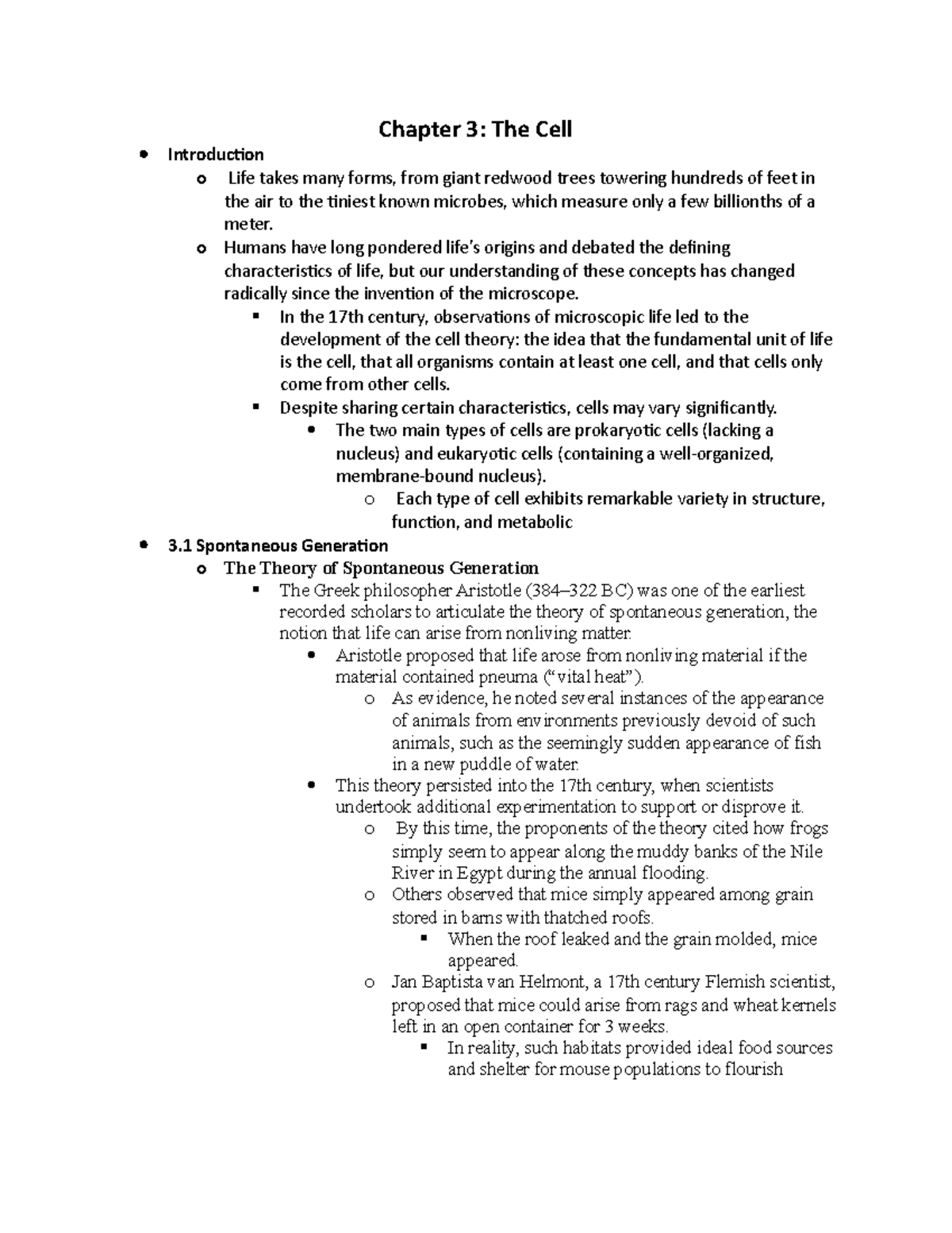 Chapter 3 Bio Review - Chapter 3: The Cell Introduction o Life takes ...
