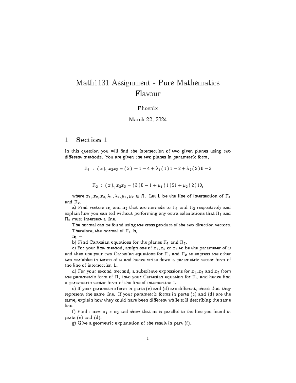 Math1131 Assignment Pure Mathematics Flavour - Math1131 Assignment - Pure Mathematics Flavour ...