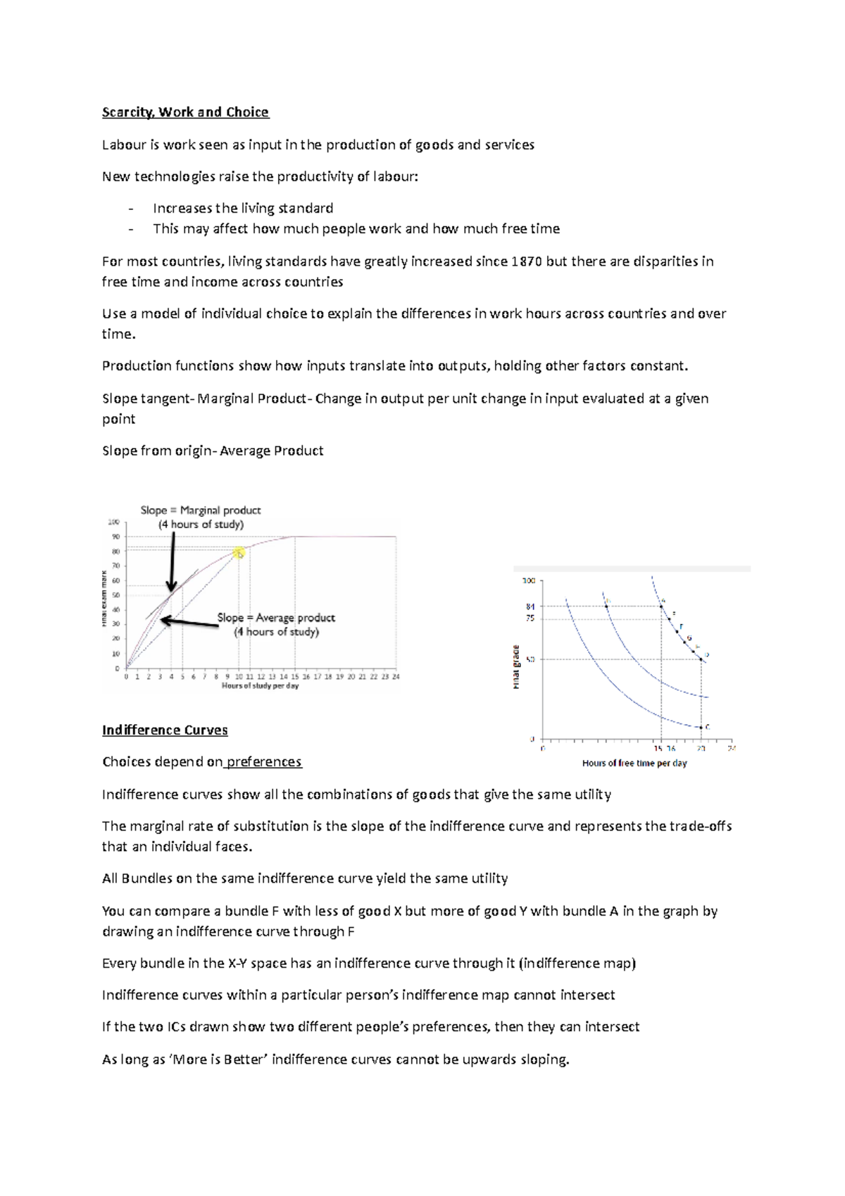 Scarcity Notes - Scarcity, Work and Choice Labour is work seen as input ...