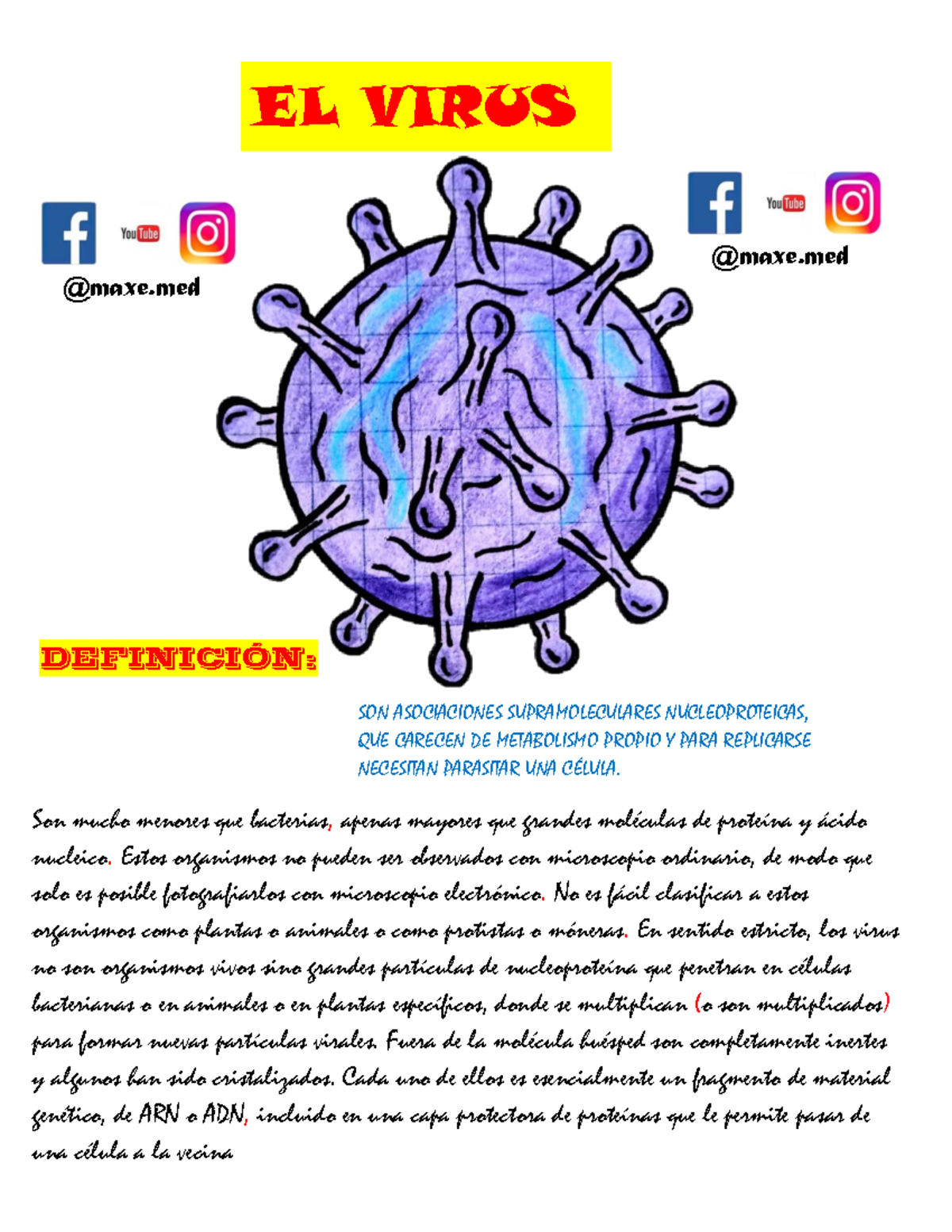 Manual de virología - Medicina - EL VIRUS ####### DEFINICIÓN: SON ...