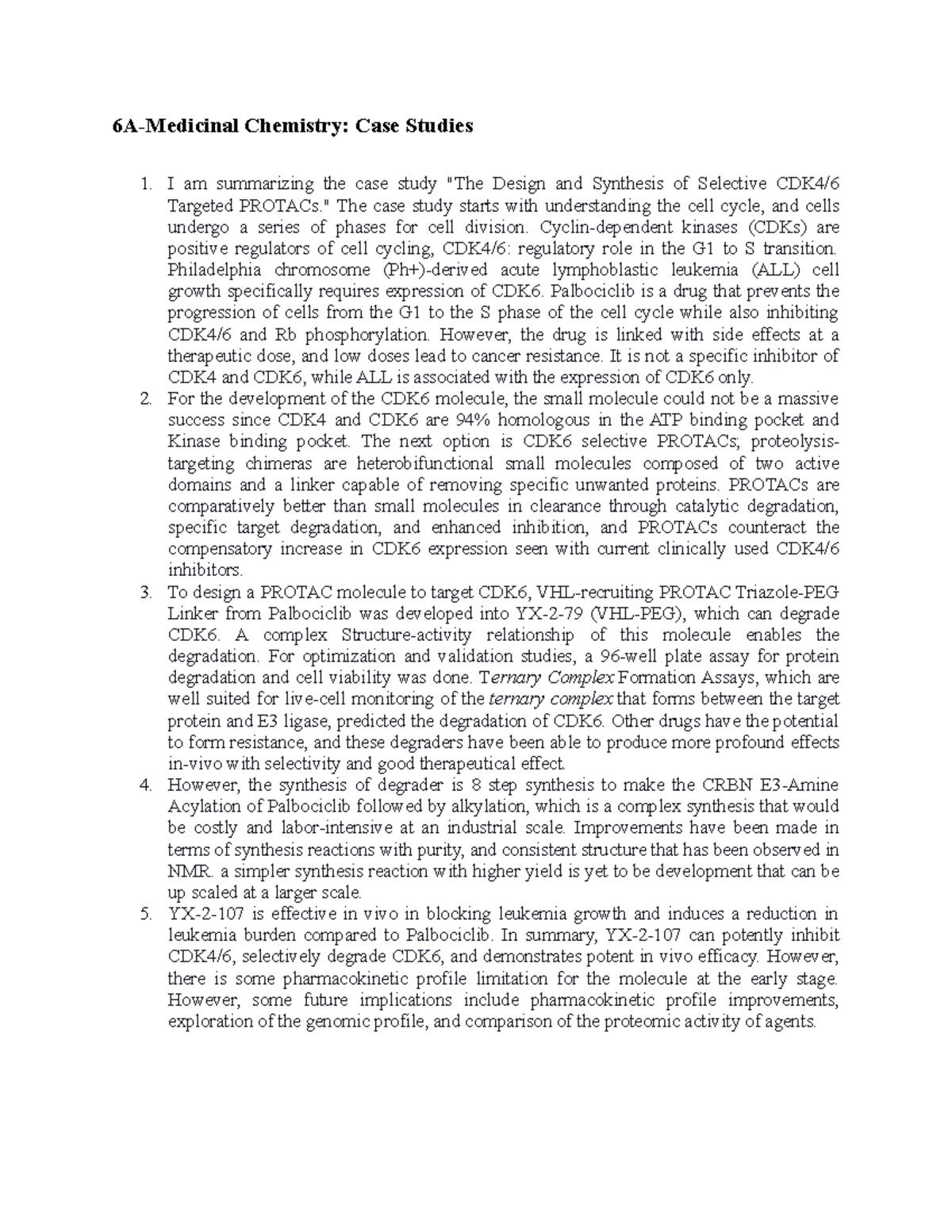 6A-Medicinal Chemistry Case Study - 6A-Medicinal Chemistry: Case ...