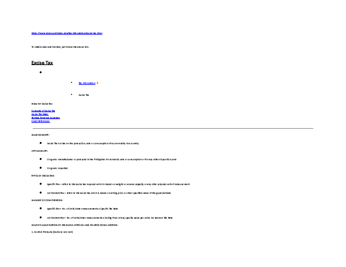 7.0 Excise Tax - Lecture notes 7 - bir.gov/index.php/tax-information ...