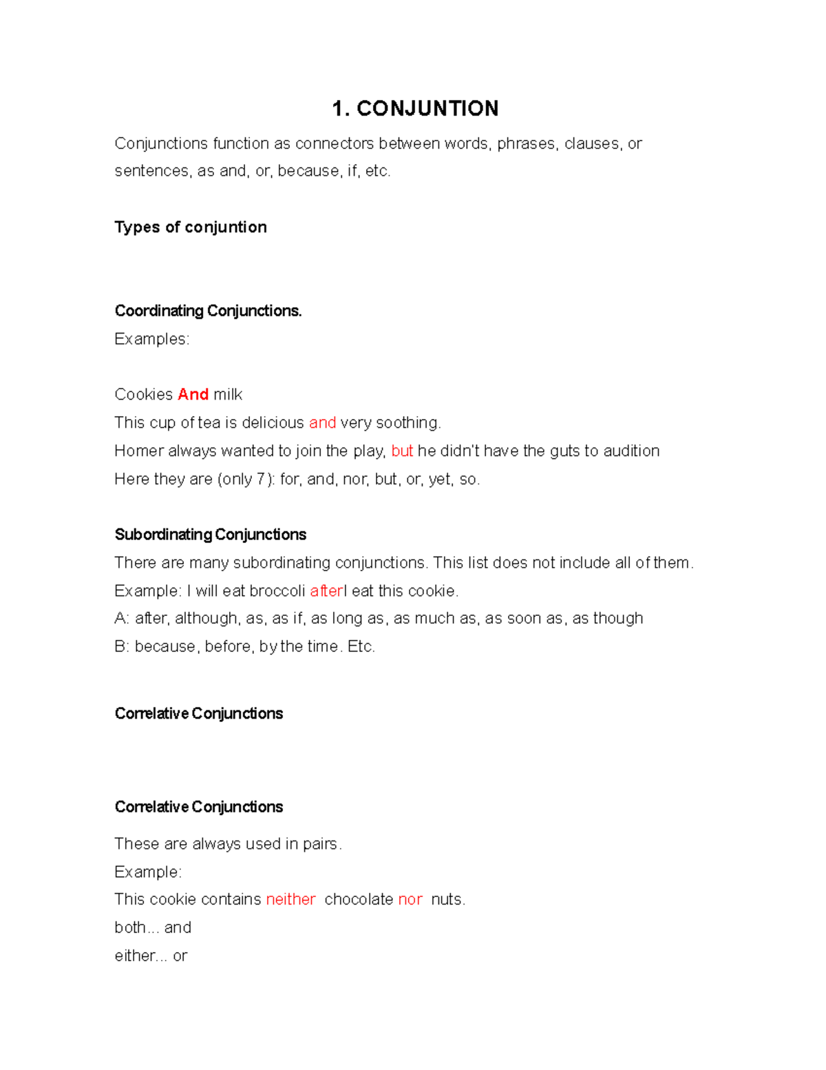 Conjuntion - SFSDF - 1. CONJUNTION Conjunctions function as connectors ...