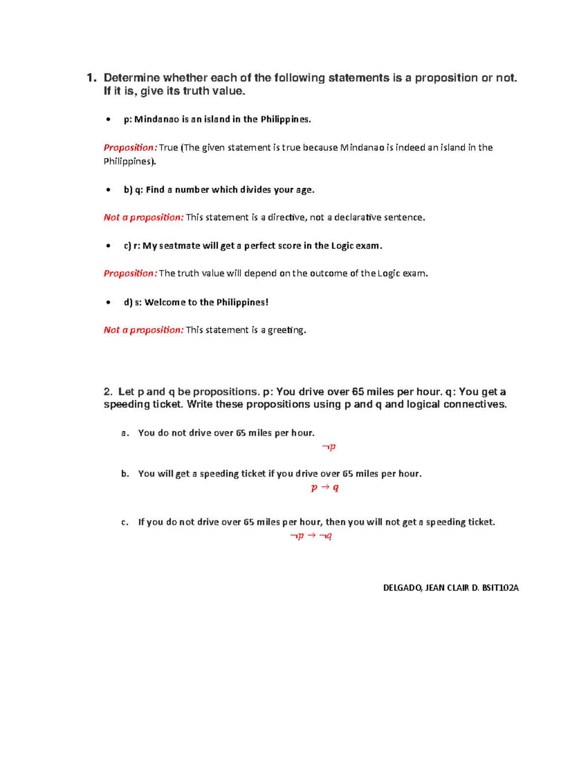 Proposition - quiz - 1. Determine whether each of the following statements is a proposition or ...