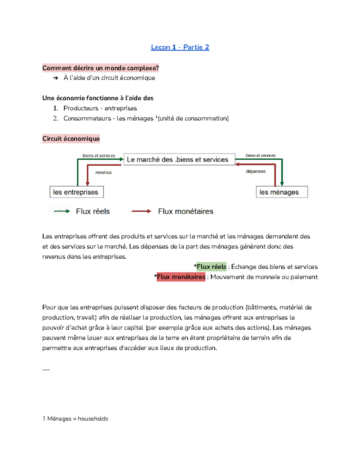 Leçon 1 - P2 - ECO 1504 - Leçon 1 - Partie 2 Comment décrire un monde ...