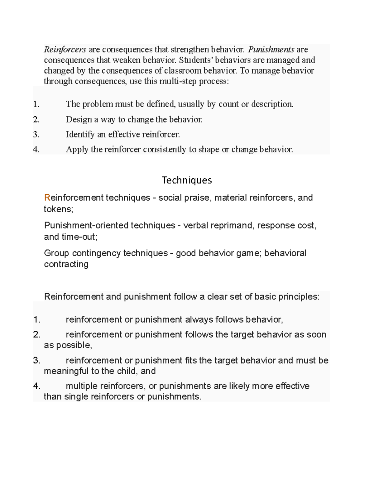 Managing Behavior with Reinforcement and Punishment - Studocu