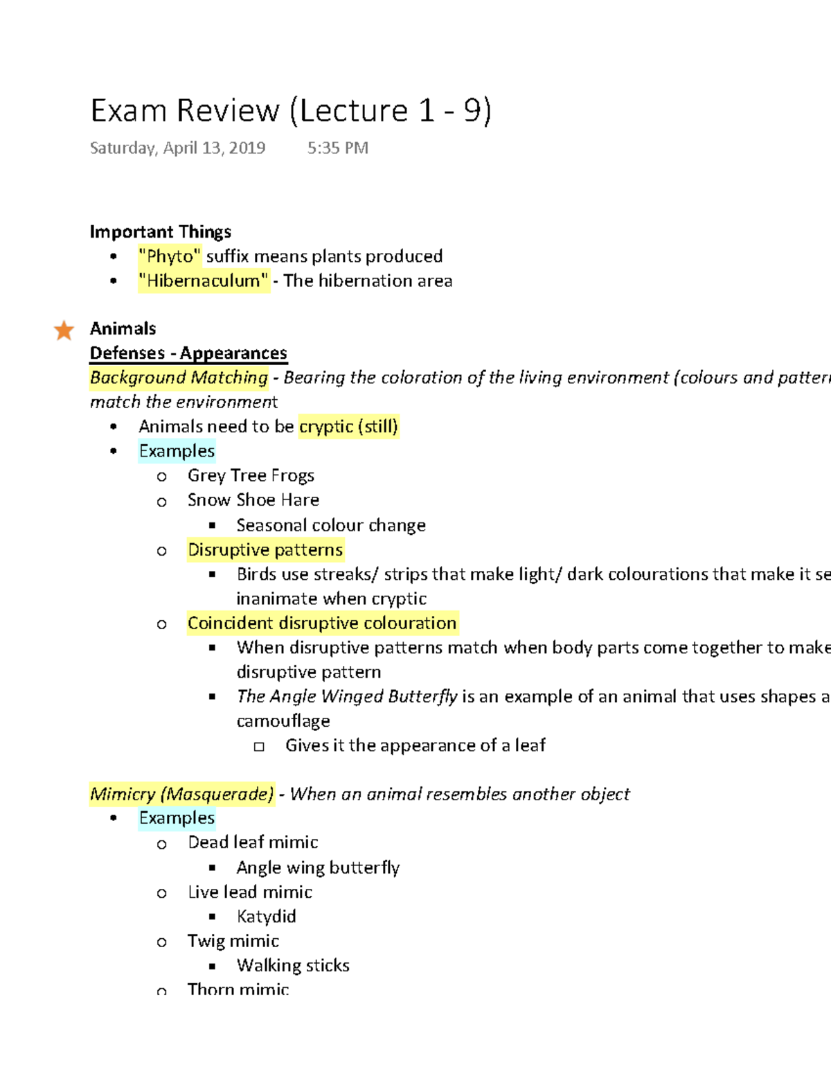 Exam Review (Lecture 1 - 9) - Warning: TT: undefined function: 32 Important Things - - Studocu