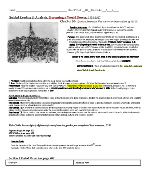Apush Amsco Guided Reading chapter 1 (Answers) - Name: Andrew Son Class ...