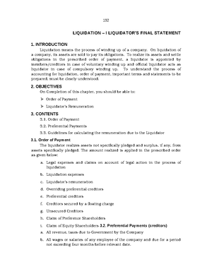 Liquidation – II Statement OF Affairs AND Deficiency Account ...