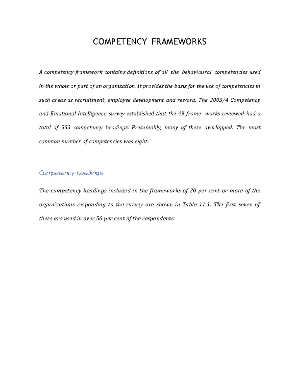 Competency Frameworks - COMPETENCY FRAMEWORKS A competency framework ...