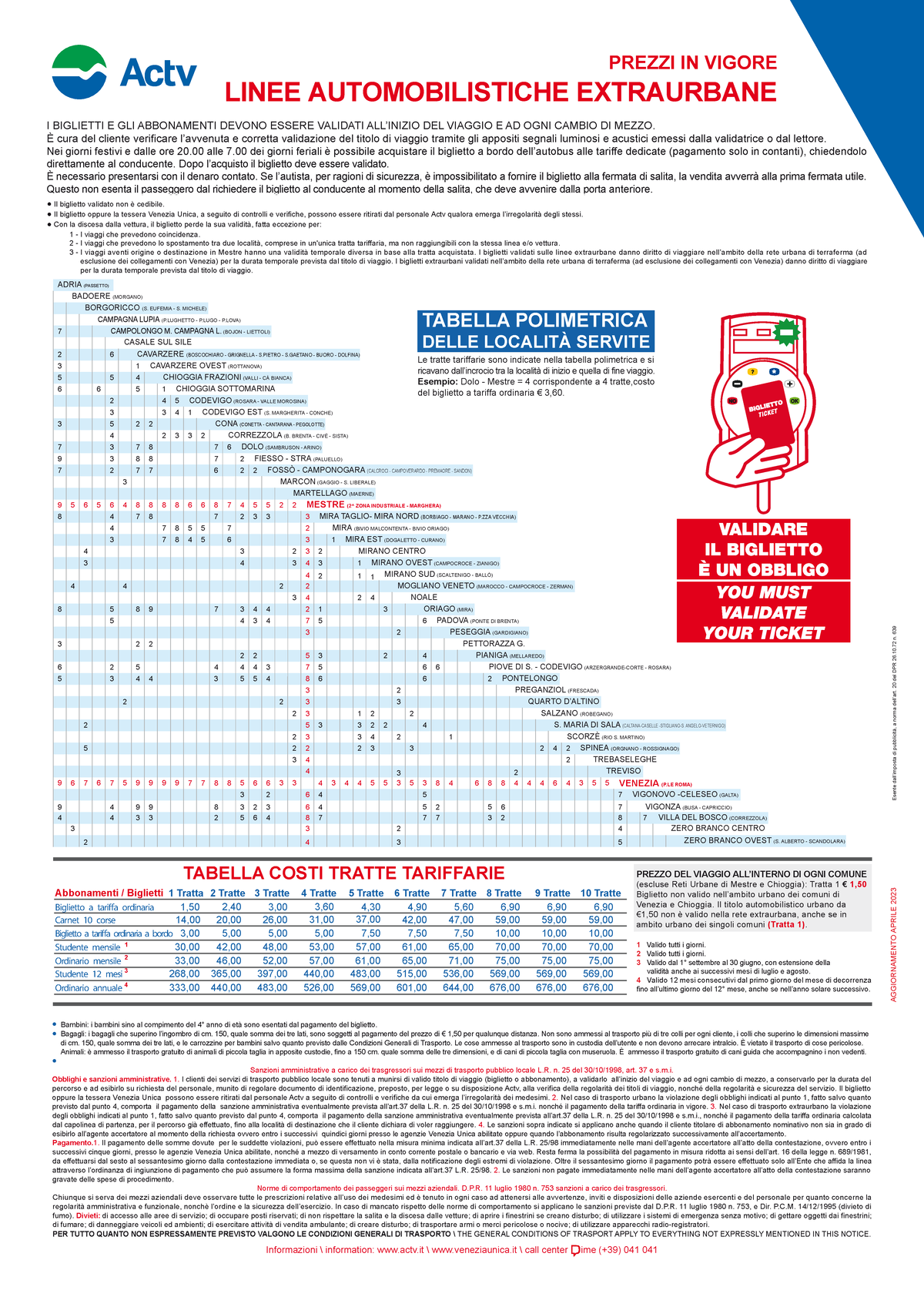 Extraurbano tabella polimetrica 2023 - 1 - I viaggi che prevedono coincidenza. 2 - I viaggi che ...