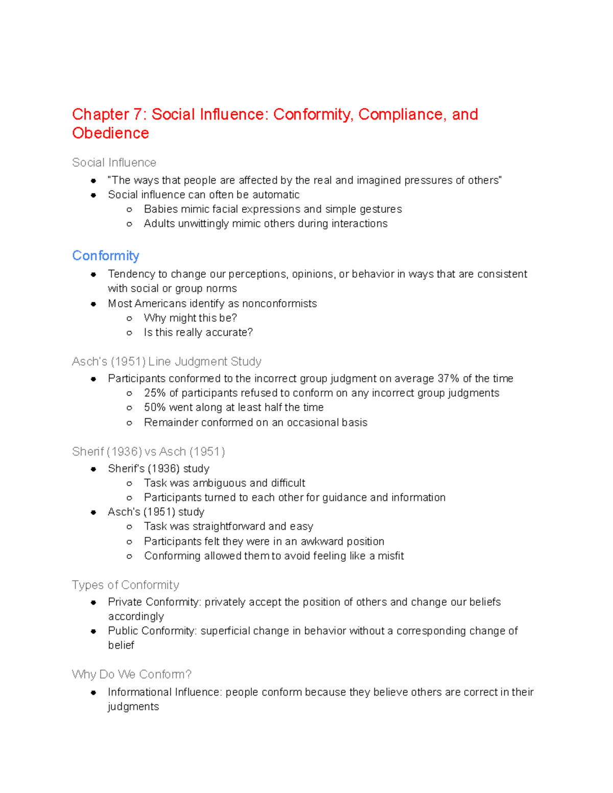 PSY 2533 Social Influence - Chapter 7: Social Influence: Conformity ...