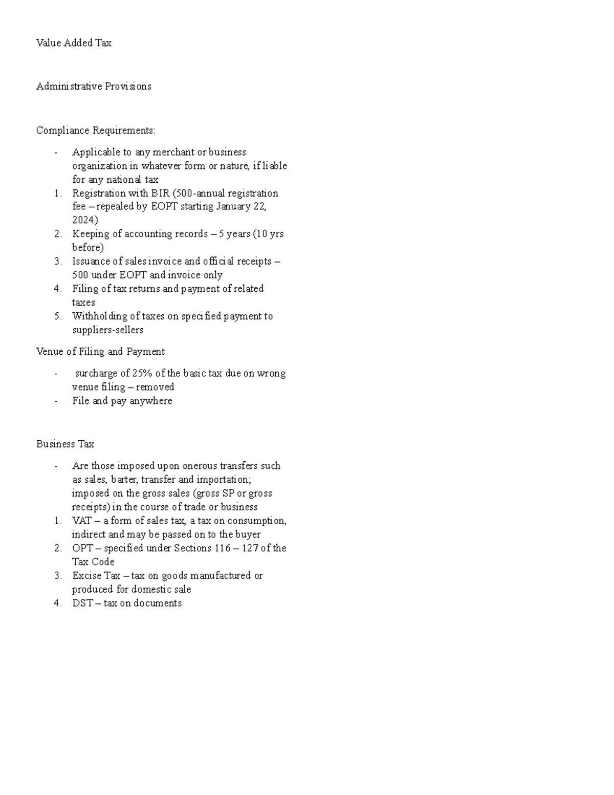 Value Added Tax - updated notes in VAT - Value Added Tax Administrative ...