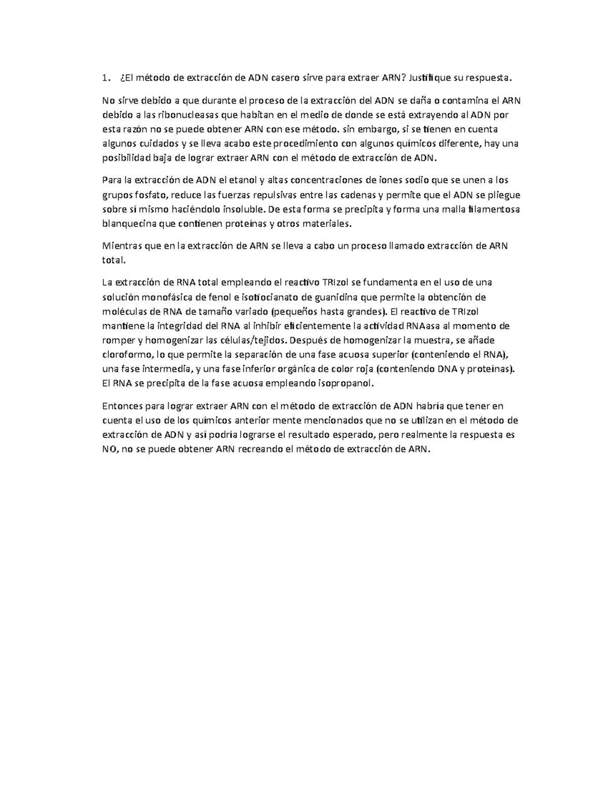 El método de extracción de ADN casero sirve para extraer ARN - ¿El método de extracción de ADN ...