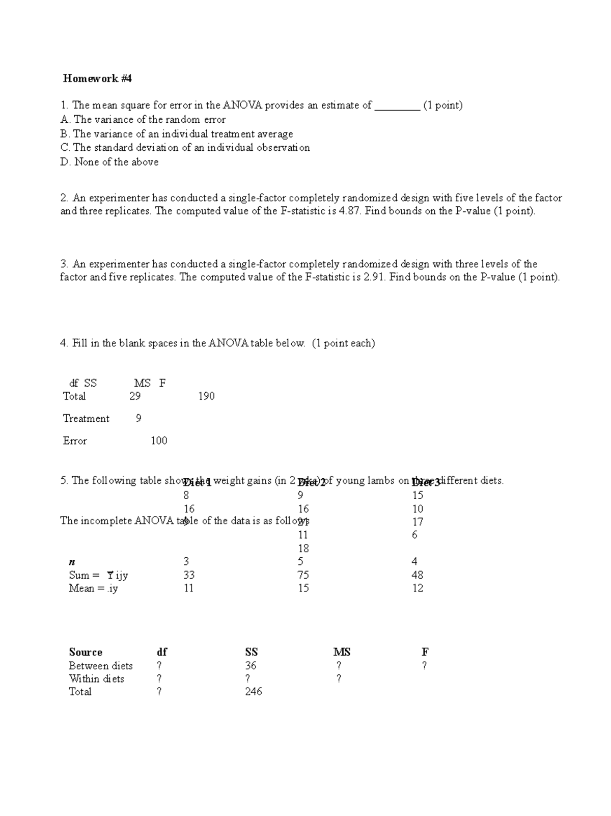 Chapter 4 Assignment 1. covers section 1 and section 5 in the book and ...