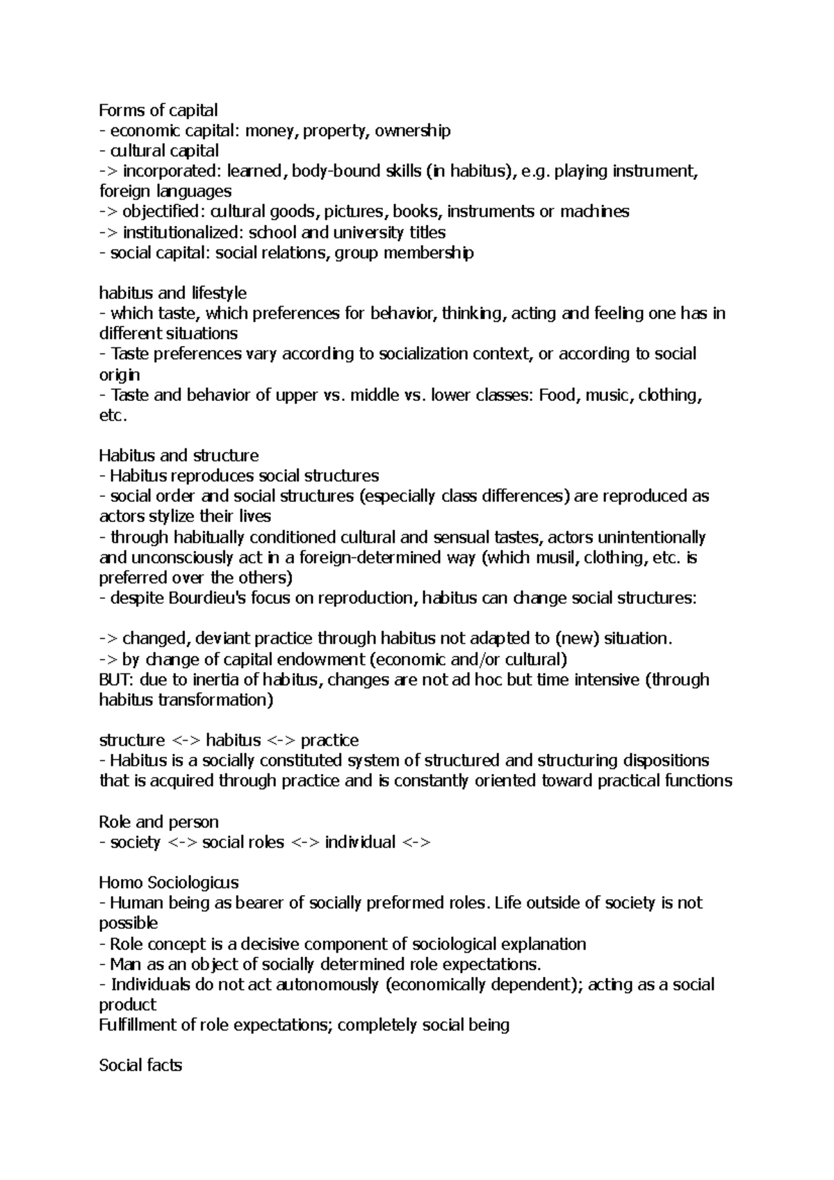 Forms of capital - Sociology notes - Forms of capital economic capital ...