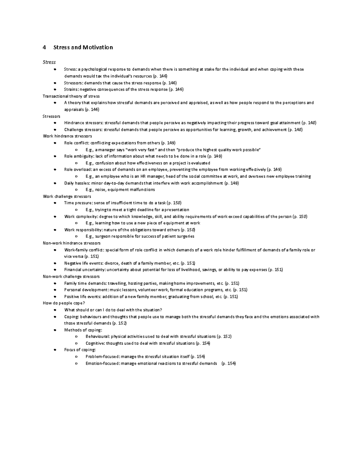 MOS 2181 Lecture 4 - 4 Stress and Motivation Stress Stress: a ...