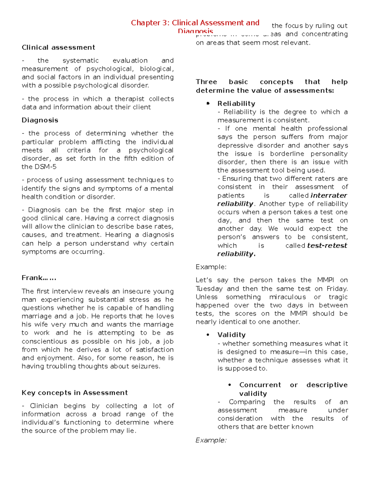 Clinical assessment notes - Clinical assessment the systematic ...