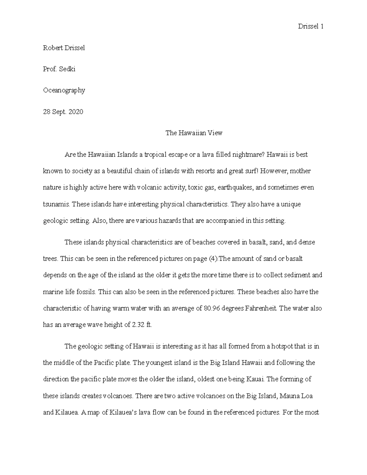 Virtual field trip - Robert Drissel Prof. Sedki Oceanography 28 Sept ...