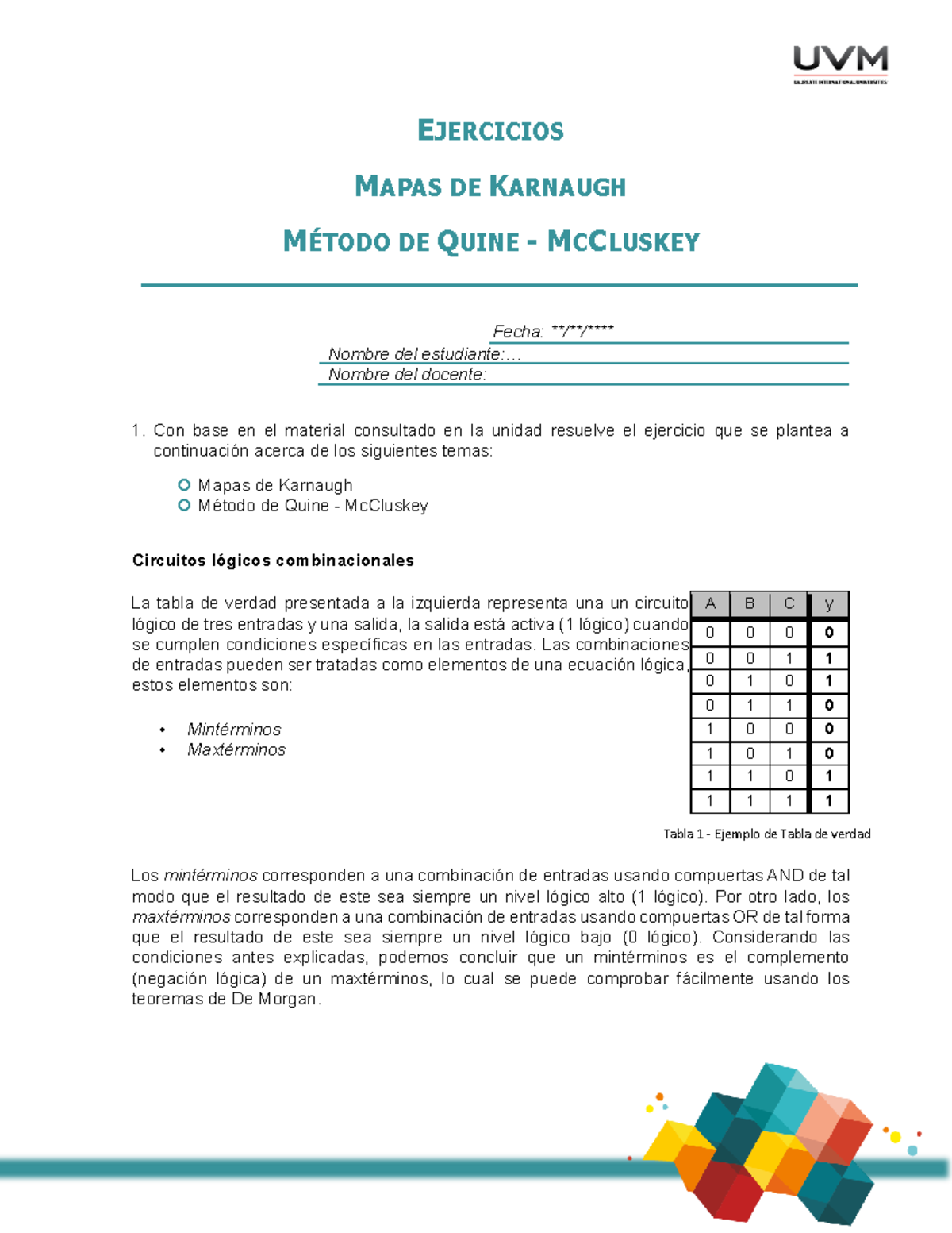 A7 Logica CYS - A7 sist log comb y sec - EJERCICIOS MAPAS DE KARNAUGH ...