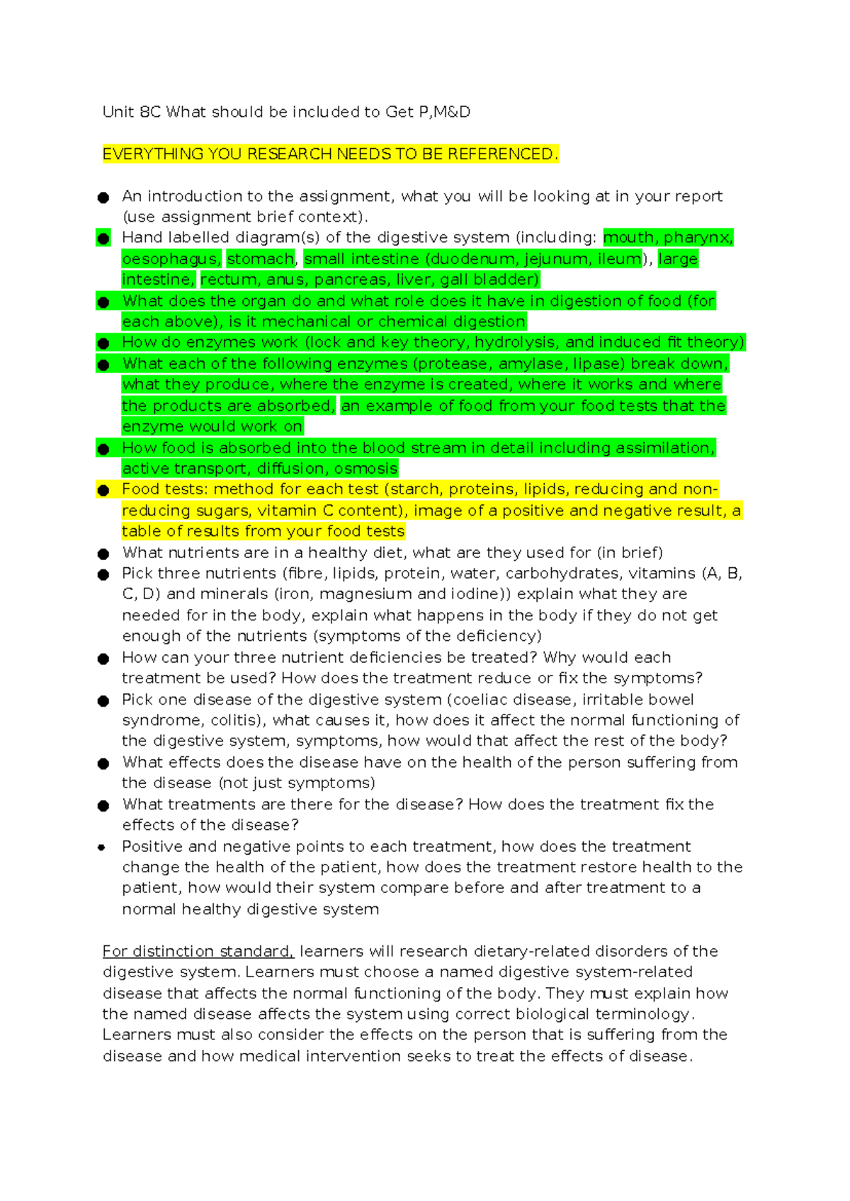 Unit 8 C Assignment Checklist - Unit 8C What should be included to Get ...