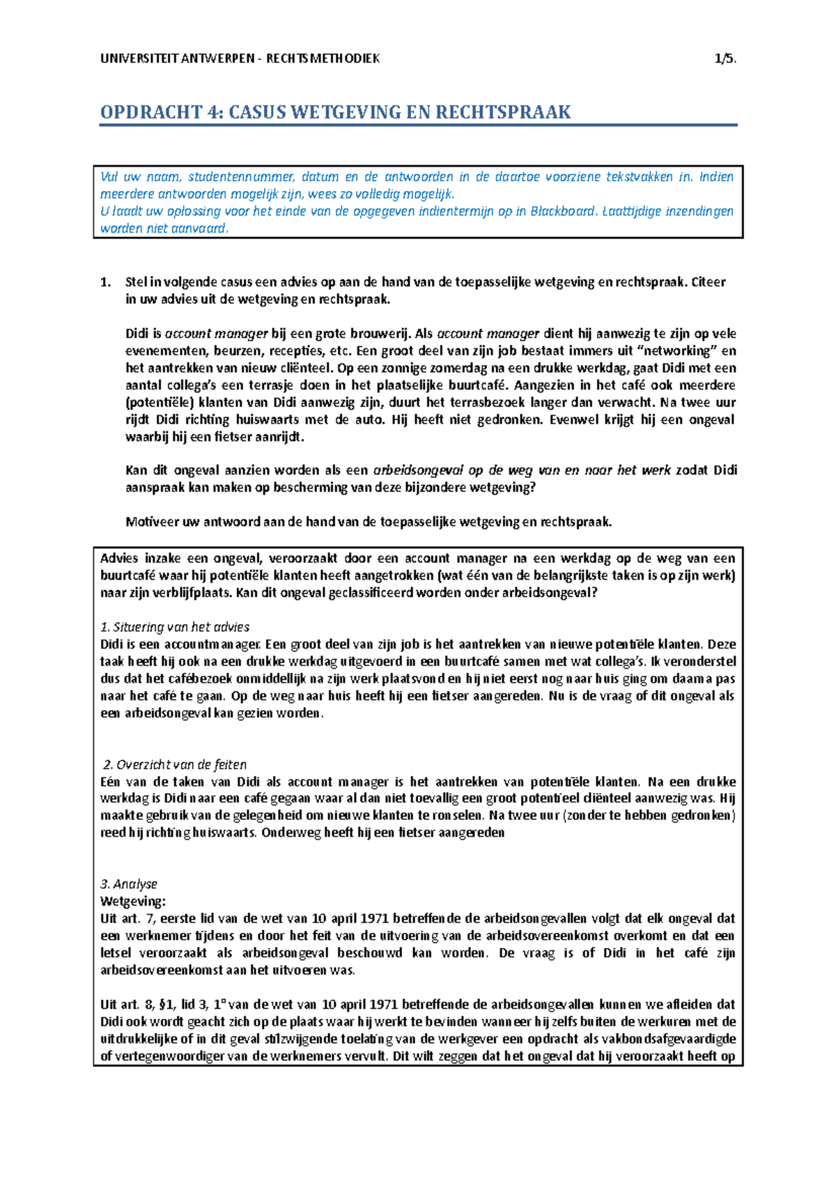 Gloria De Ridder - Opdracht 4 - Casus Wetgeving EN Rechtspraak kopie ...