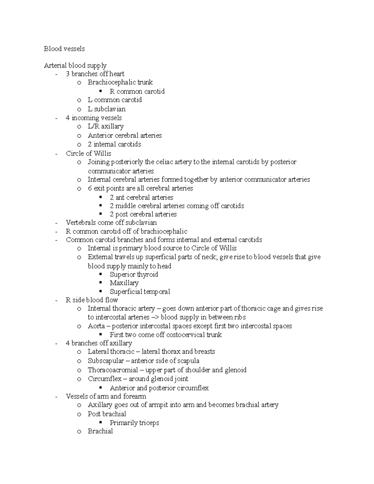 Blood vessels - Anatomy II lecture notes with Anthony Uzwiak for 2021/ ...