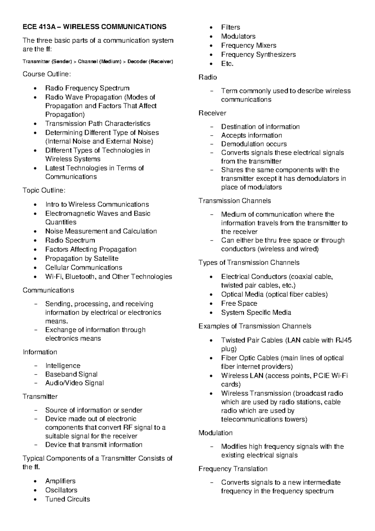 Intro-to-Communications - ECE 413A – WIRELESS COMMUNICATIONS The three ...