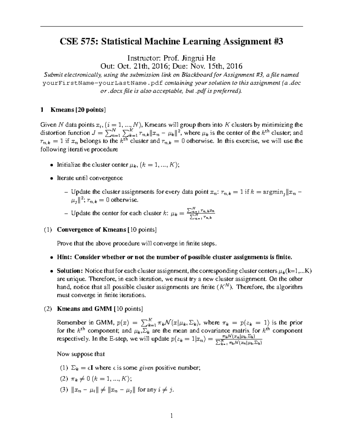 Assignment3Solution - CSE 575: Statistical Machine Learning Assignment Instructor: Prof. Jingrui ...