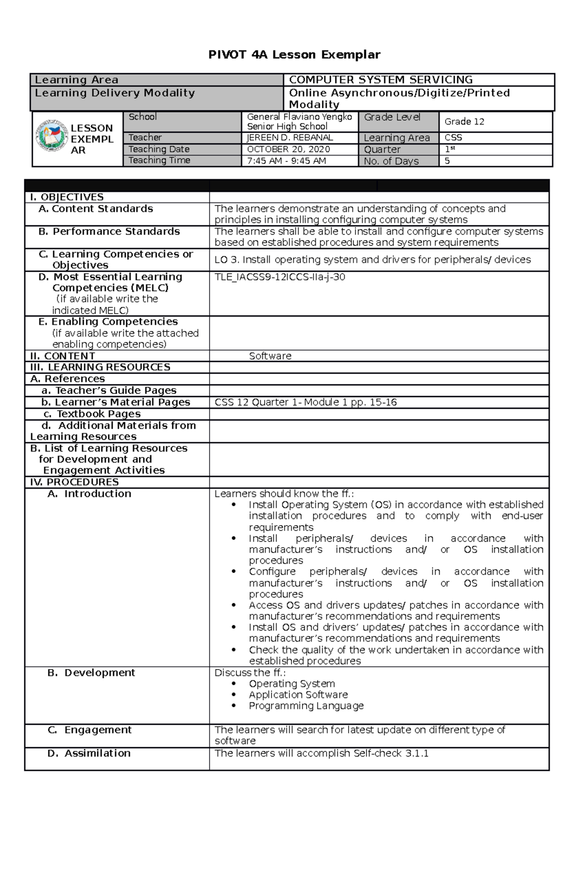 CSS 12 LE WEEK3A - notes - PIVOT 4A Lesson Exemplar Learning Area ...