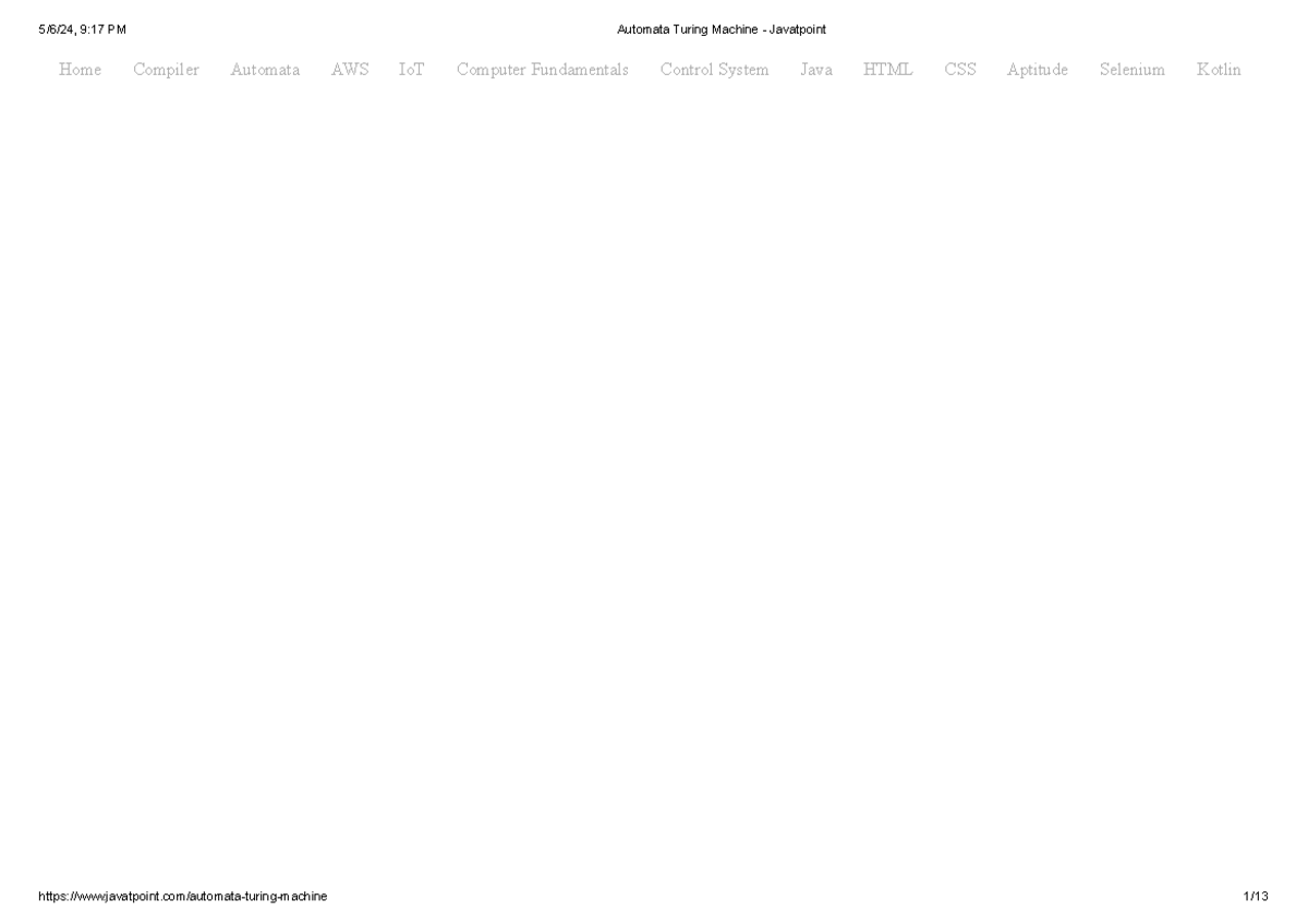 Automata Turing Machine[ 1] - Javatpoint - ####### Home Compiler ...