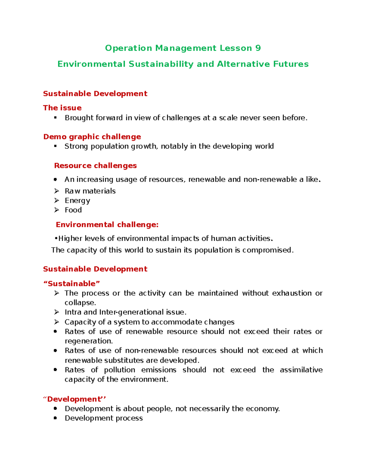 Operation Management Lesson 9 - Studocu