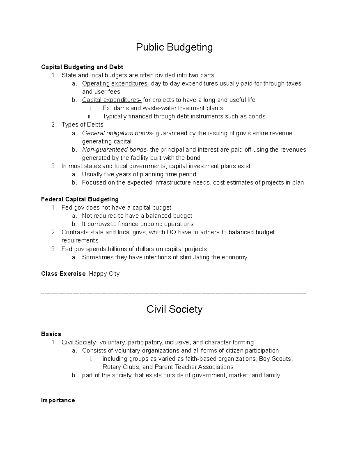 (week 12) Civil Society, Nonprofit - Public Budgeting Capital Budgeting ...