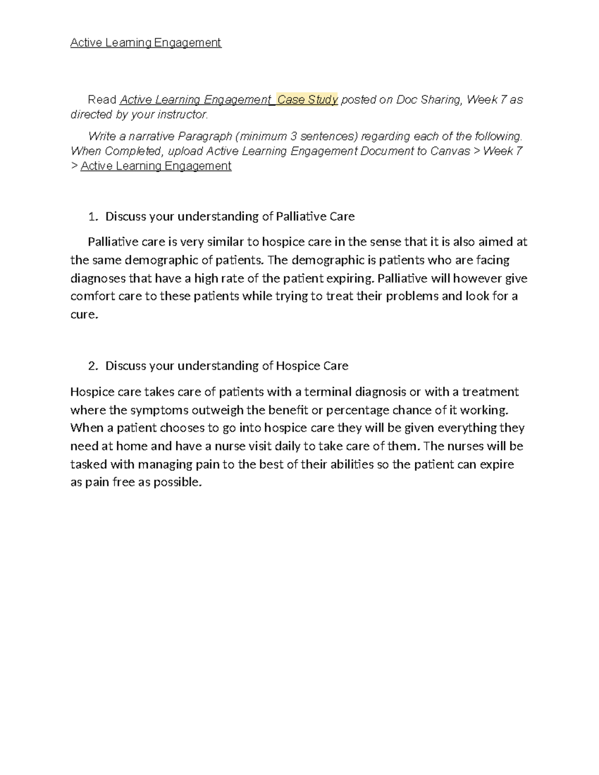 Active Learning Engagement Assignment - Active Learning Engagement Read ...