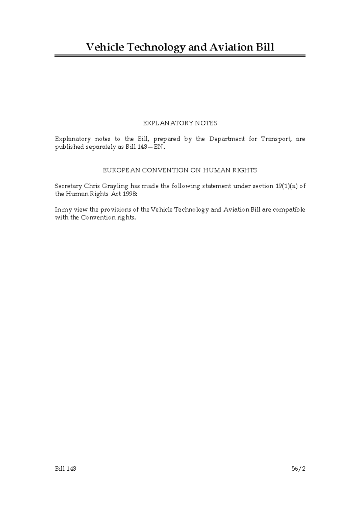 17143 - N/A - Bill 143 56/ EXPLANATORY NOTES Explanatory notes to the ...