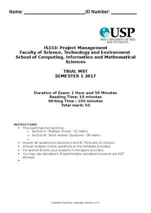 Tutorial 06 with Questions and Possible Solutions - IS333: Project ...