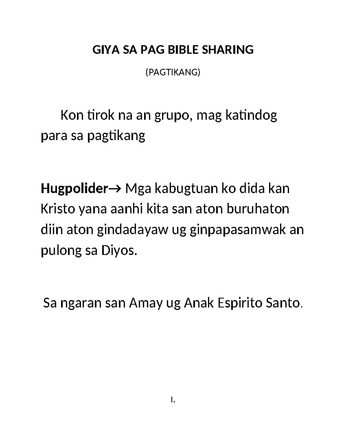 Bible Sharing - can help you pass - GIYA SA PAG BIBLE SHARING (PAGTIKANG) Kon tirok na an grupo ...