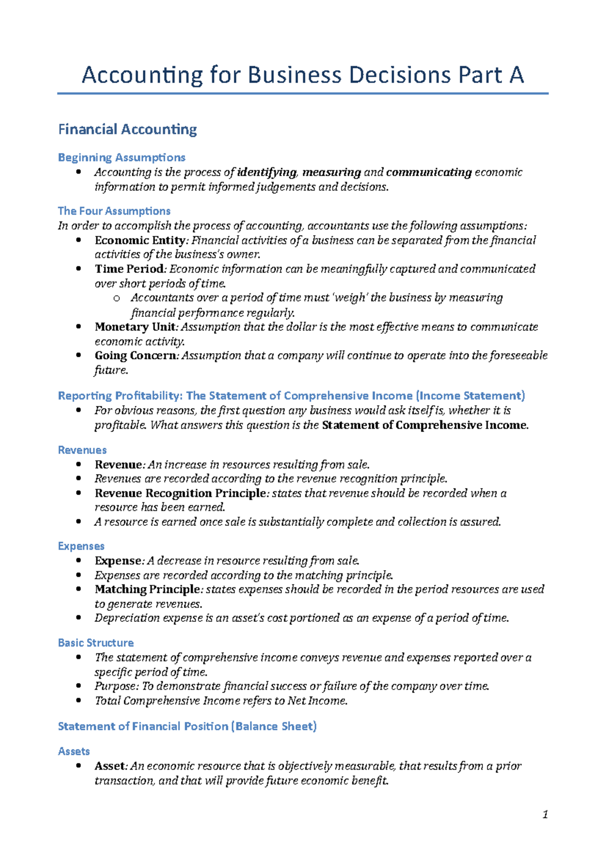 Accounting for Business Decisions Part A Notes - Accounting for ...