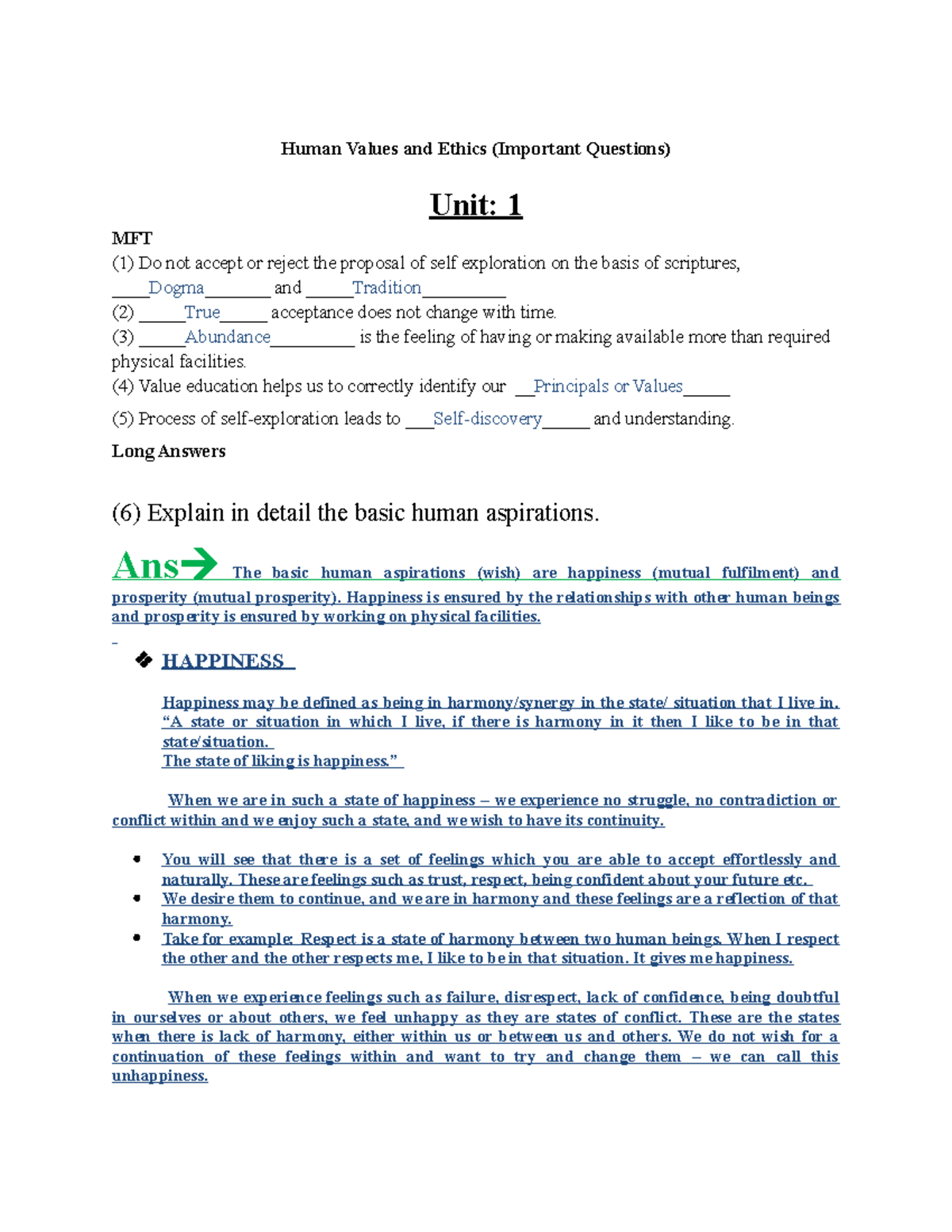 Human Values & Ethics Important Questionsjj - ####### Human Values and ...