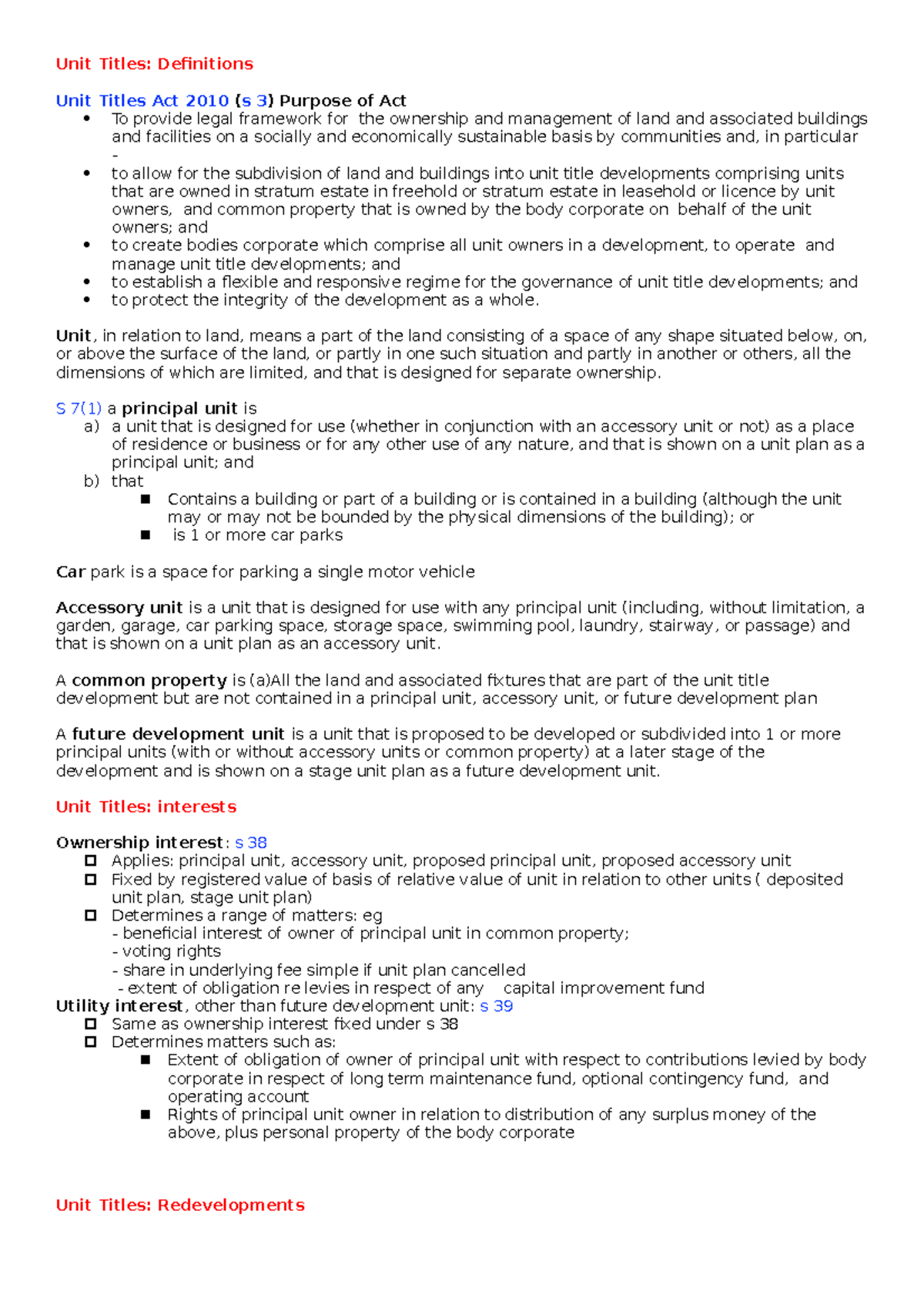 Unit Titles - notes for final exam - Unit Titles: Definitions Unit ...
