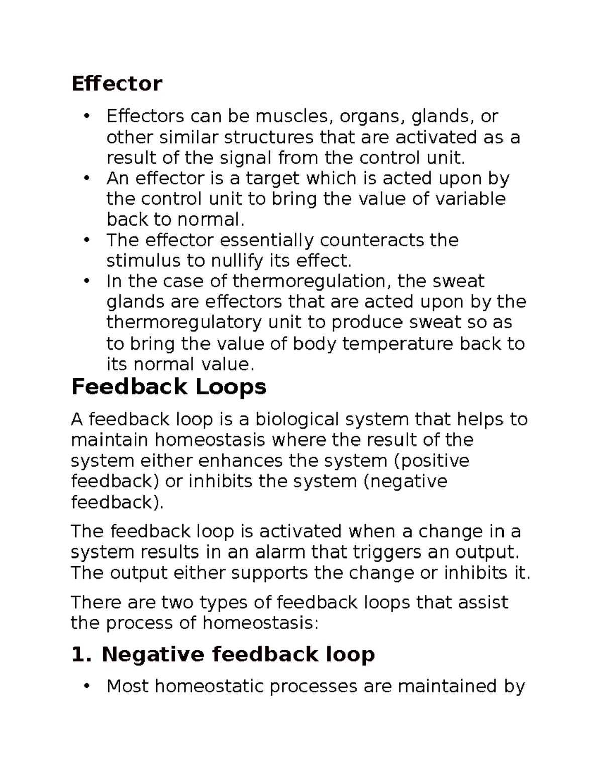 Bio 11 - Notes - Effector Effectors can be muscles, organs, glands, or ...