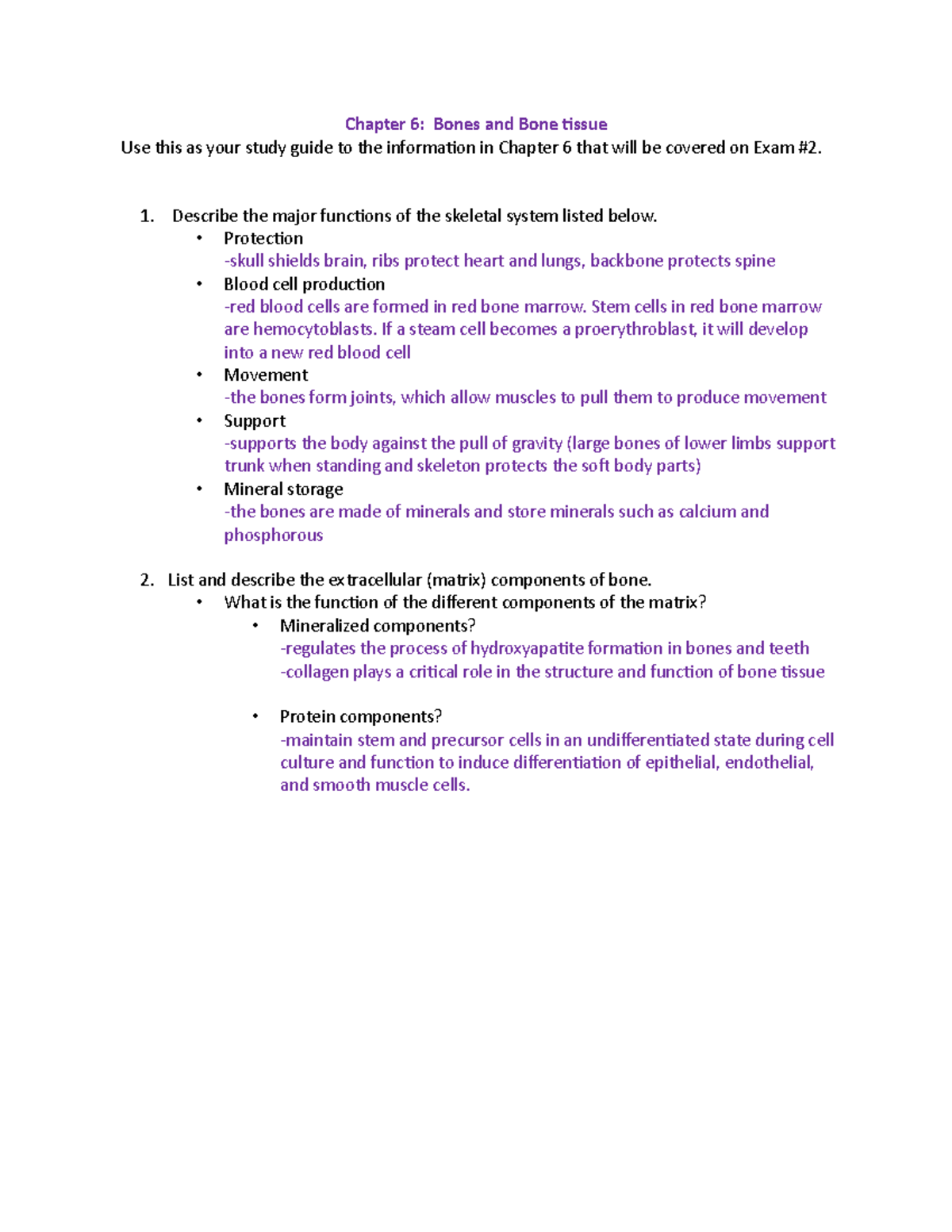 Chapter 6 Bones and Bone Tissue Study Guide - Chapter 6: Bones and Bone ...