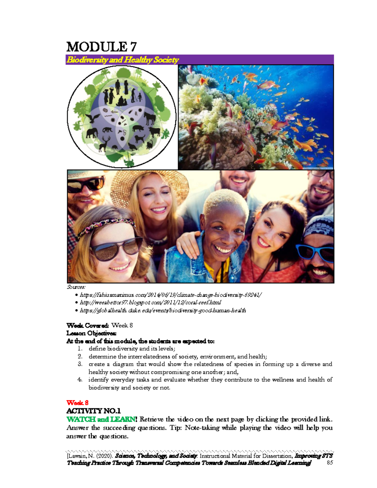 STS GEC7-M Module 7 Biodiversity and Healthy-Society - [Lawsin, N ...