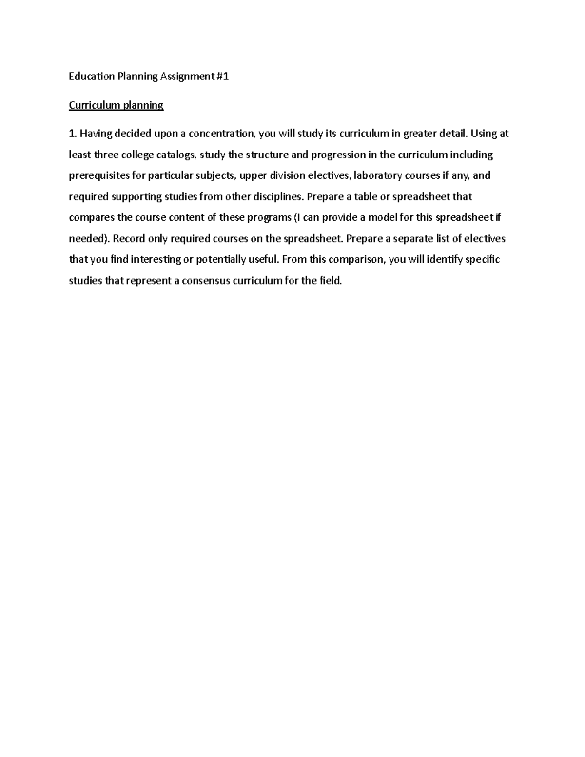 Learning Activity Assignment 1 - EducaƟon Planning Assignment ...