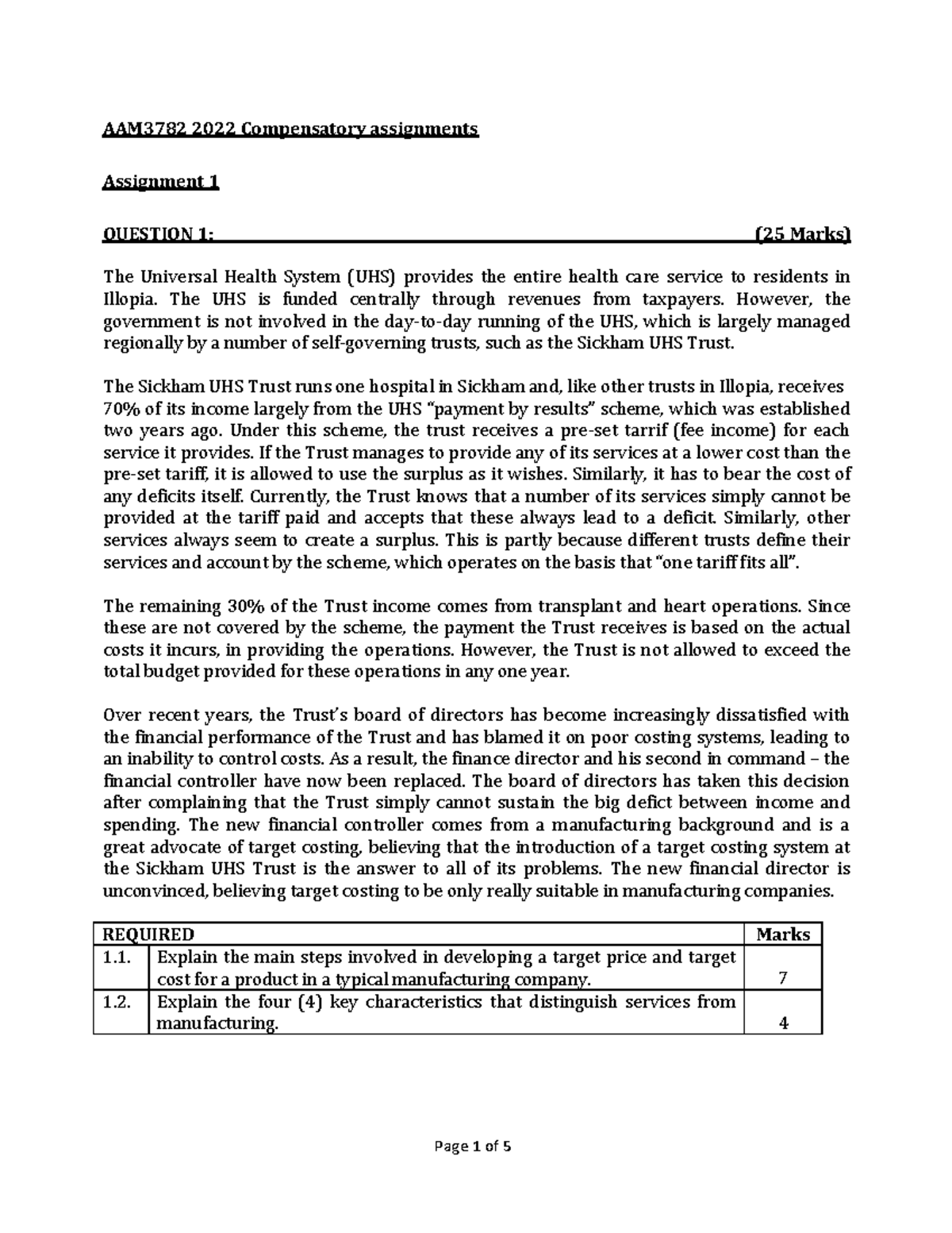 AAM3782 Compensatory Assignment 1 and 2 - AAM3782 2022 Compensatory ...